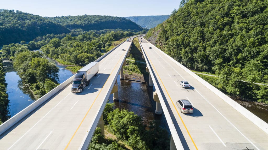 The Aerial Scenic View Of The Elevated Highway On The High Bridge Over ...